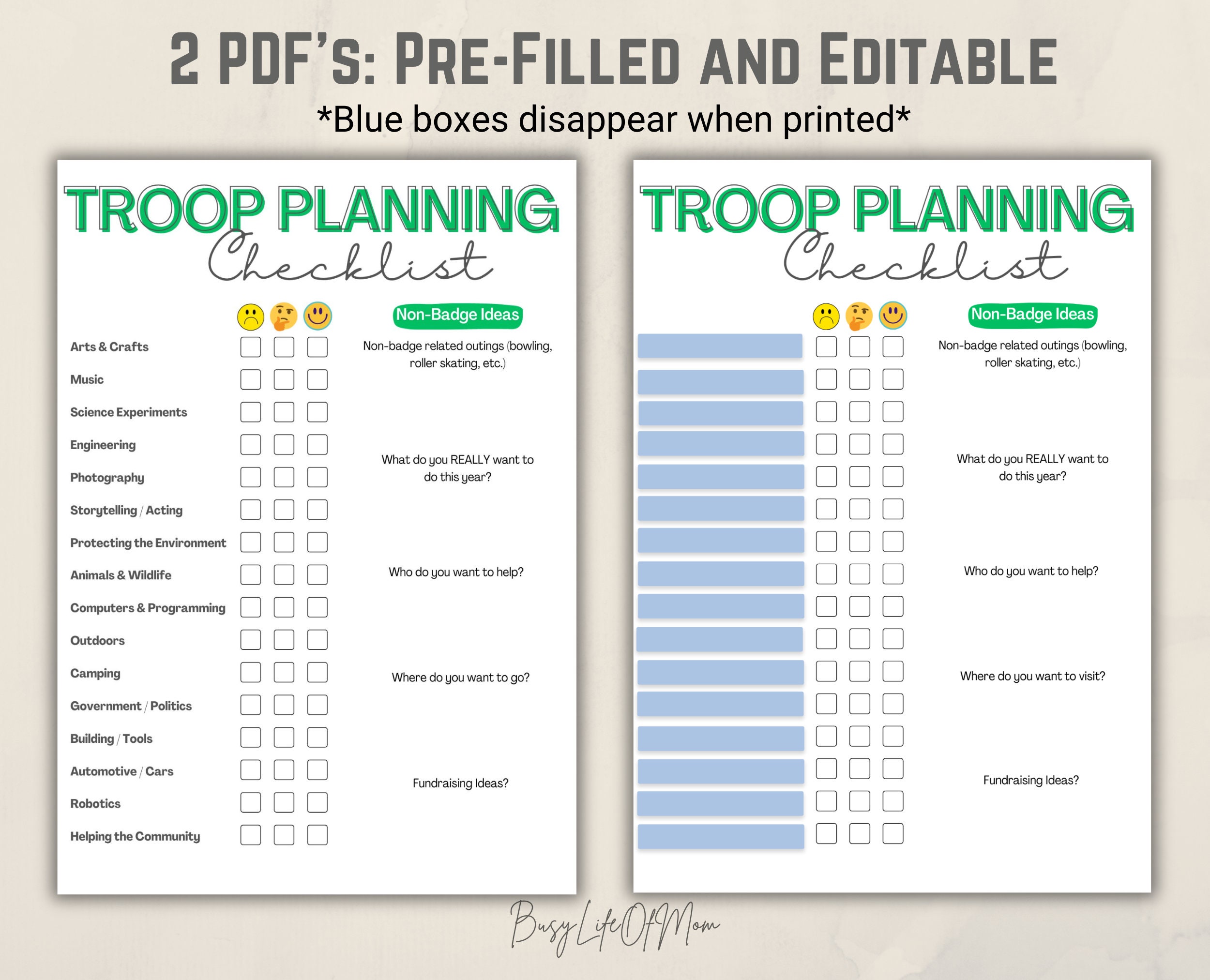 Troop Planning Checklist; Leader; Badges; Planner; Simple - Etsy