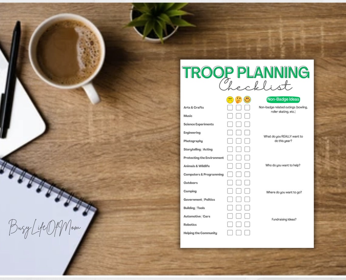 Troop Planning Checklist; Leader; Badges; Planner; Simple - Etsy