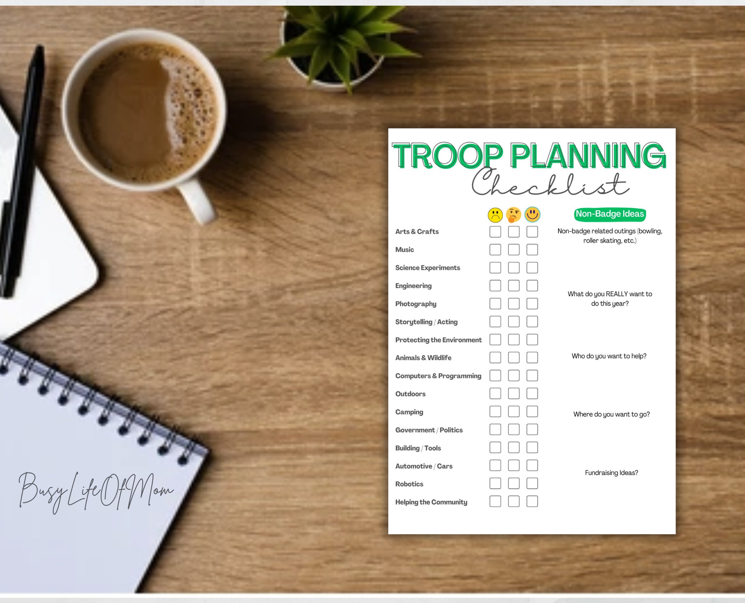 Troop Planning Checklist; Leader; Badges; Planner; Simple - Etsy