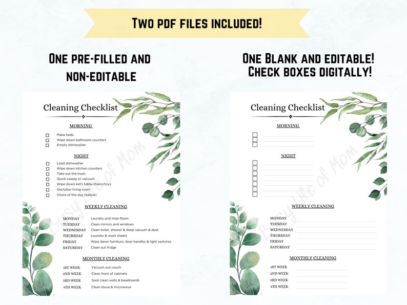 Printable Cleaning Checklist;daily, Weekly, Monthly; Digital; Simple - Etsy