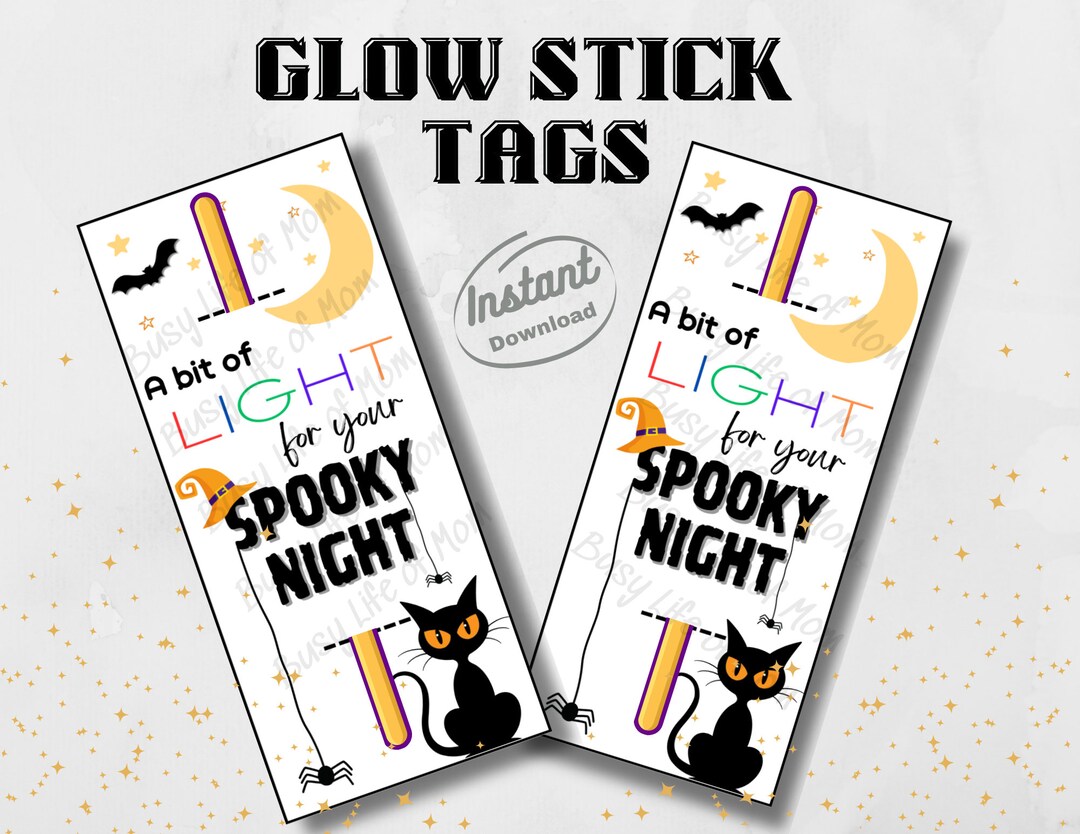 Glow Stick Cards; Printable; Trick or Treating; Classroom Parties - Etsy