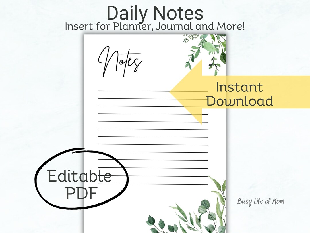 Note Page; Printable; Journal; Simple; Digital - Etsy