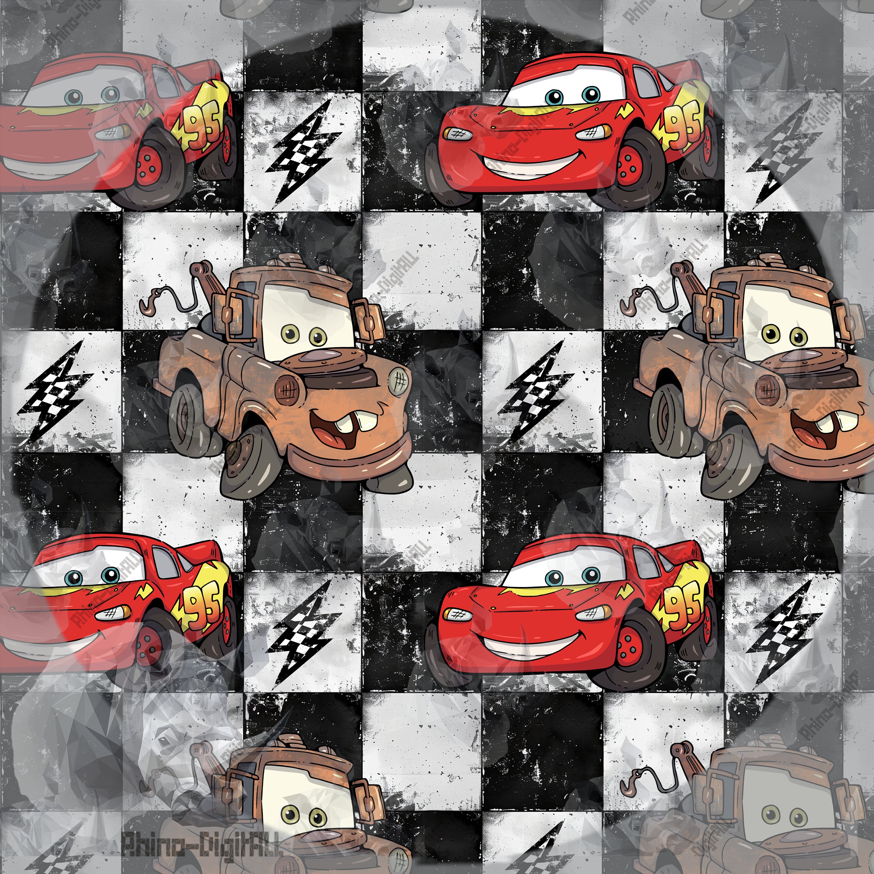 Cars Racetrack Lightning Bolt Design Seamless Pattern - Etsy