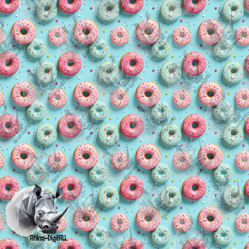 Pink and Teal Sprinkle Donuts Seamless Pattern - Etsy