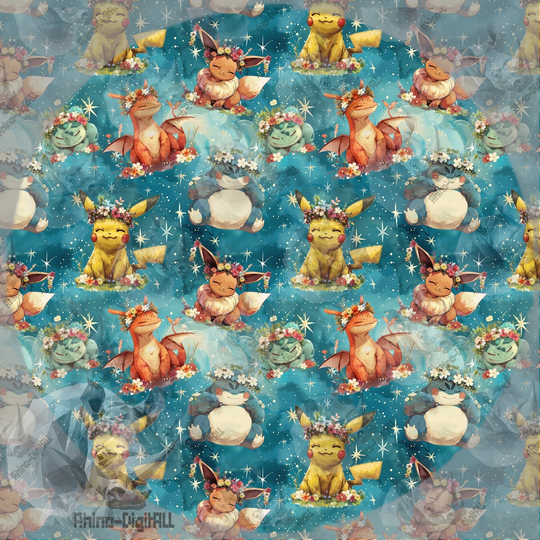 Vintage Floral Poke Mon Seamless Pattern - Etsy