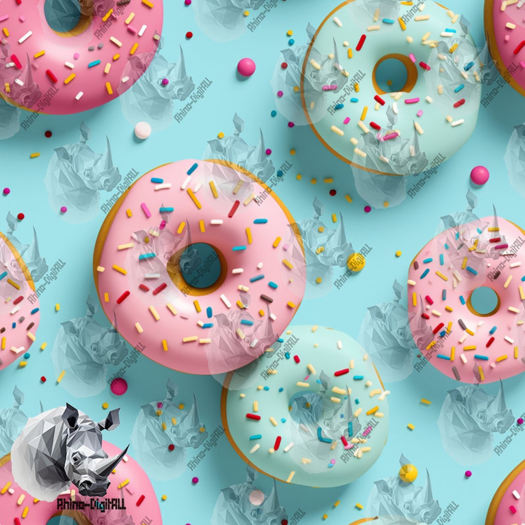 Pink and Teal Sprinkle Donuts Seamless Pattern - Etsy