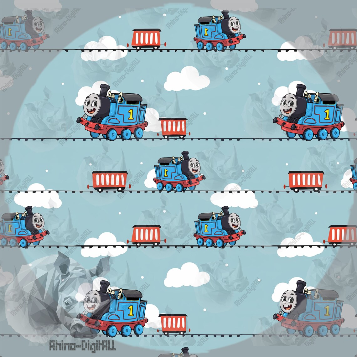Blue Tank Engine Design Seamless Pattern - Etsy