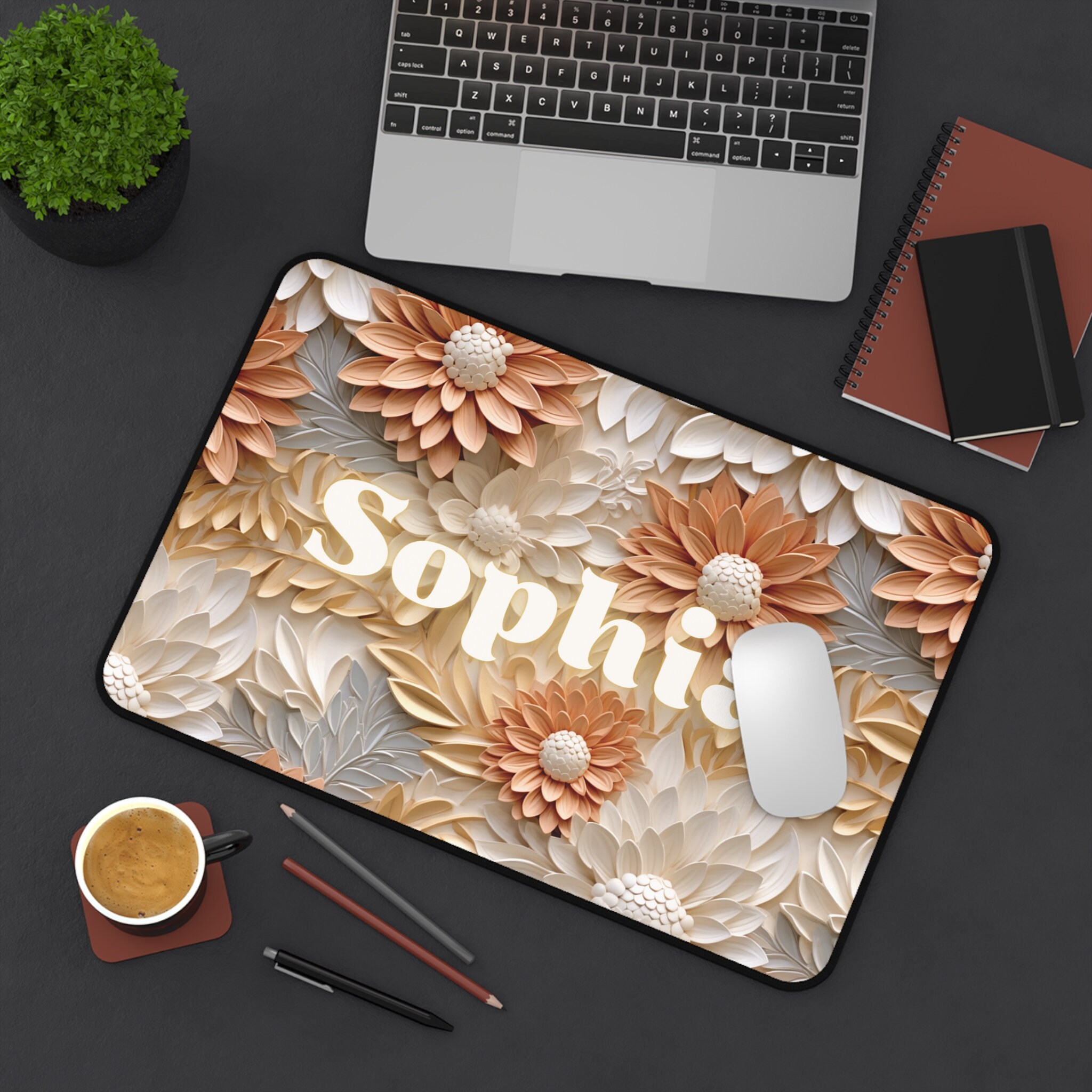 Custom Desk Mat, XL Mousepad, 3D Floral Desk Mats, Neutral Mouse Pad ...