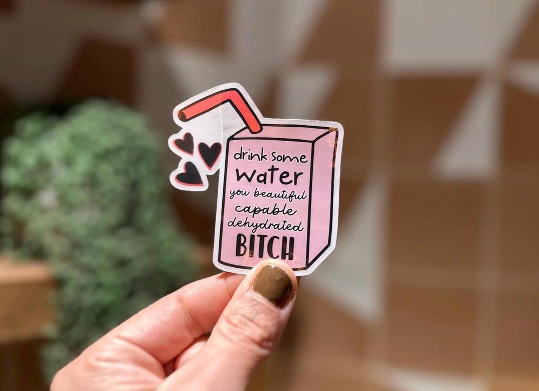 Drink Some Water Vinyl Sticker | Funny Hydration Reminder | Sassy Pink ...