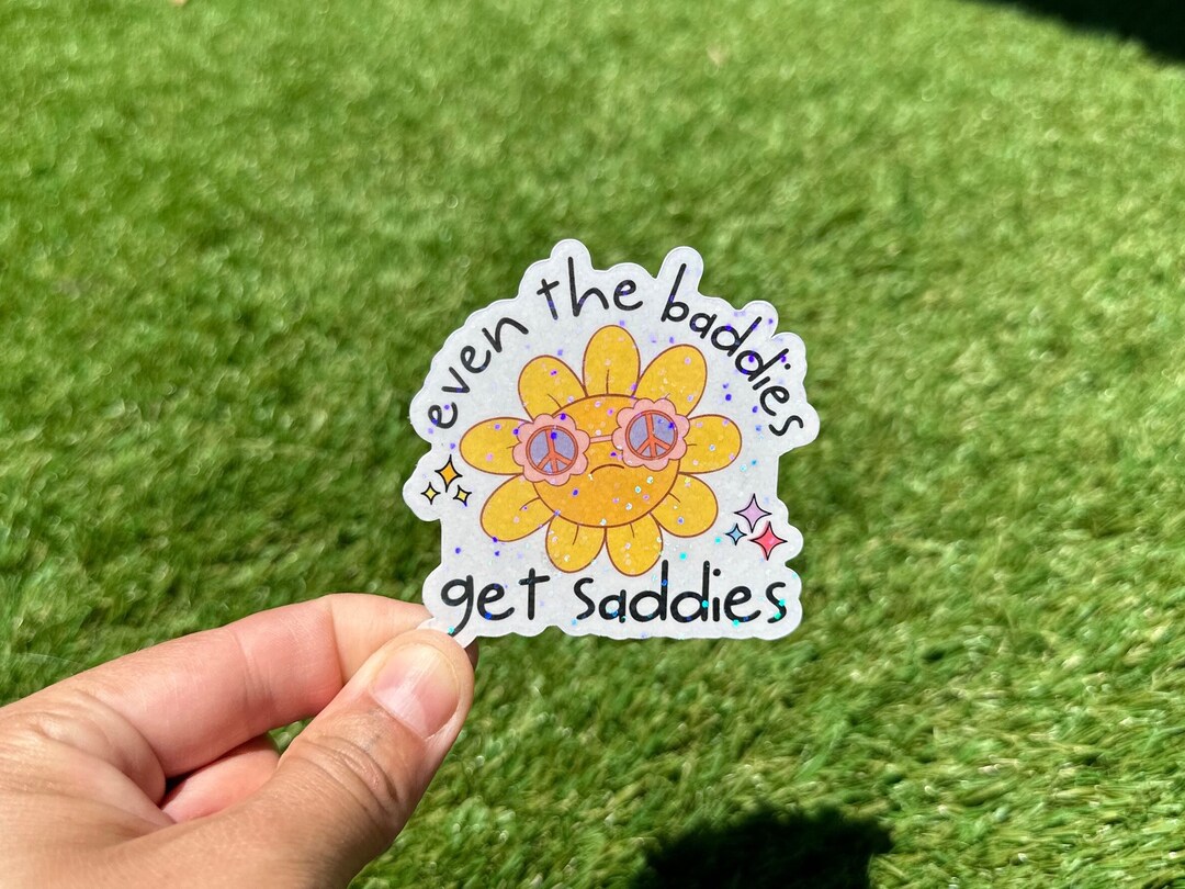 Even the Baddies Get Saddies Retro Sun Holographic Sticker - Etsy