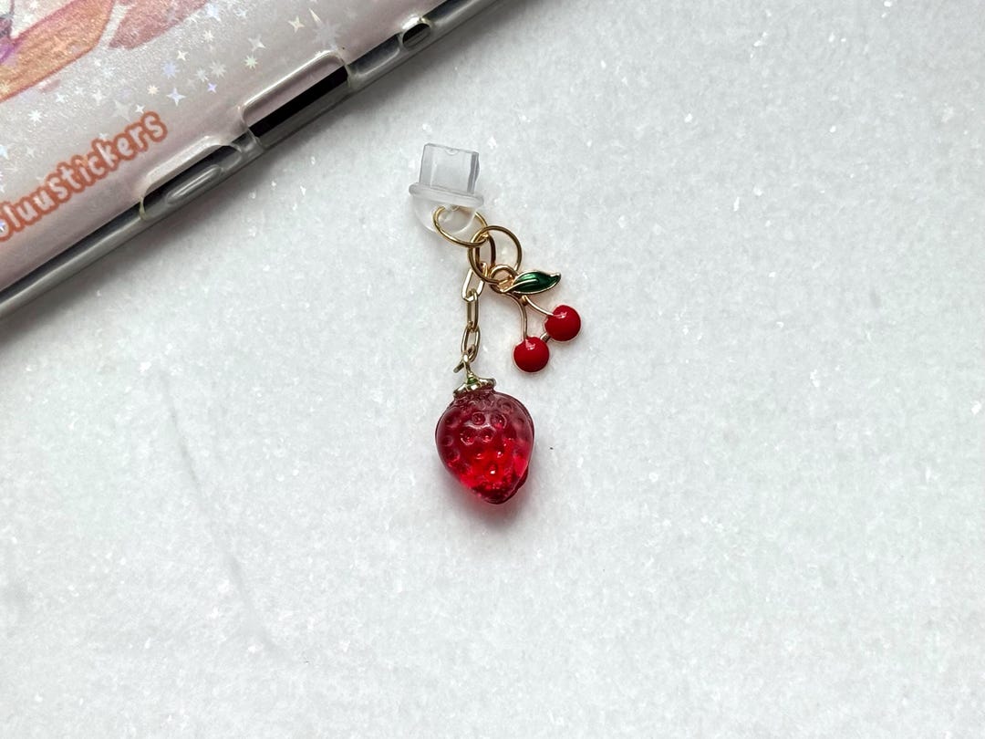 Strawberry Cherry USB-C Dust Plug Charm – E-reader Phone Accessory - Etsy
