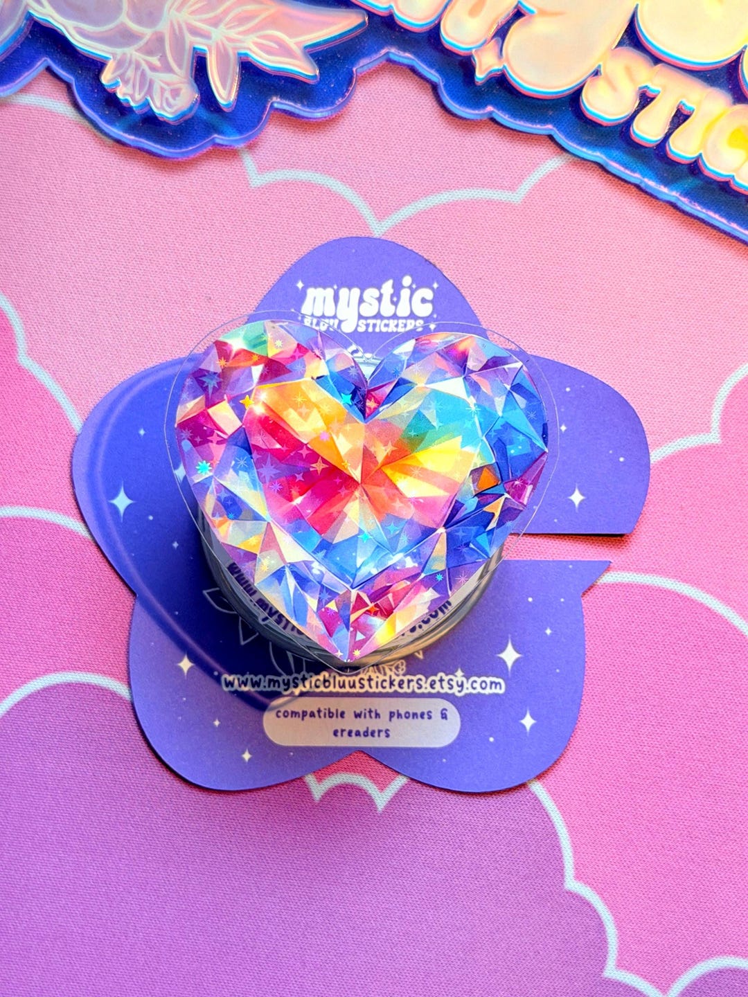 Holographic Rainbow Heart Grip, Magsafe Ereader Accessory, Gemstone ...