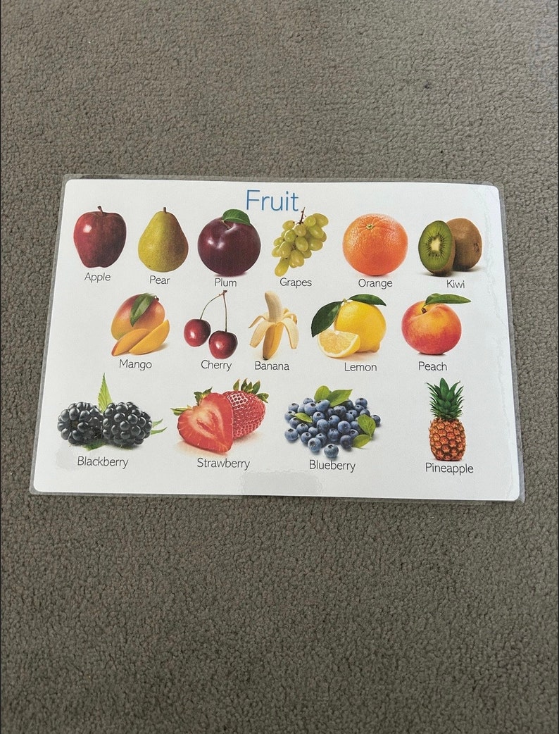 Recurso de póster de frutas con nombres e imágenes EYFS - Etsy México
