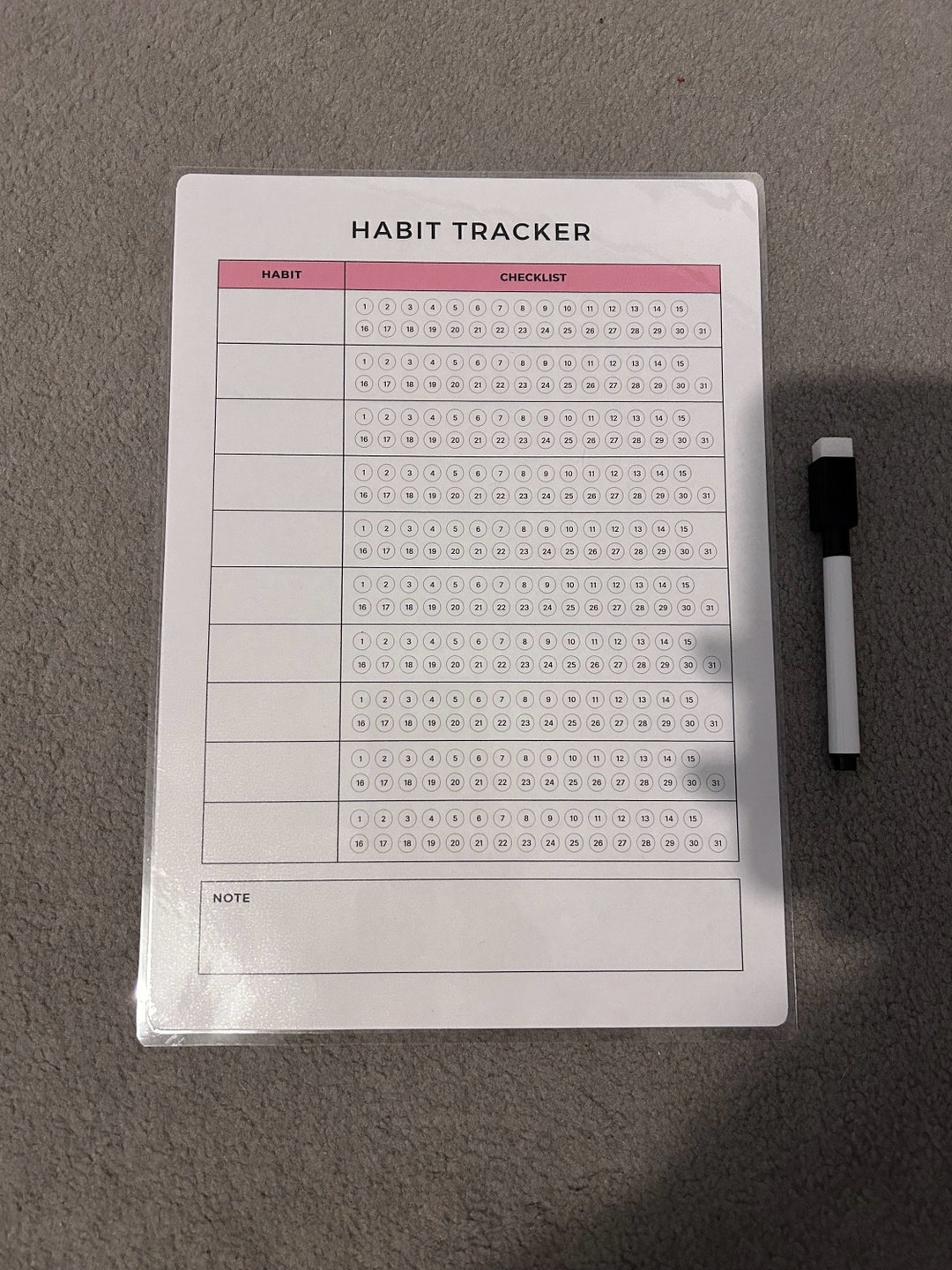 Magnetic Reusable Monthly Habit Tracker Planner With Dry Wipe Pen - Etsy