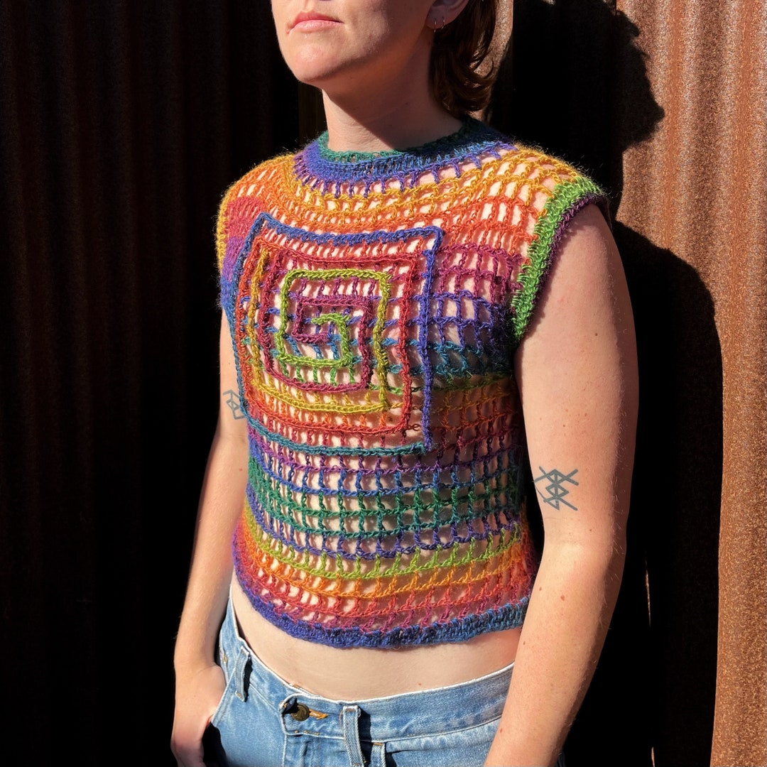 Muted Rainbow Spiral Vest - Etsy