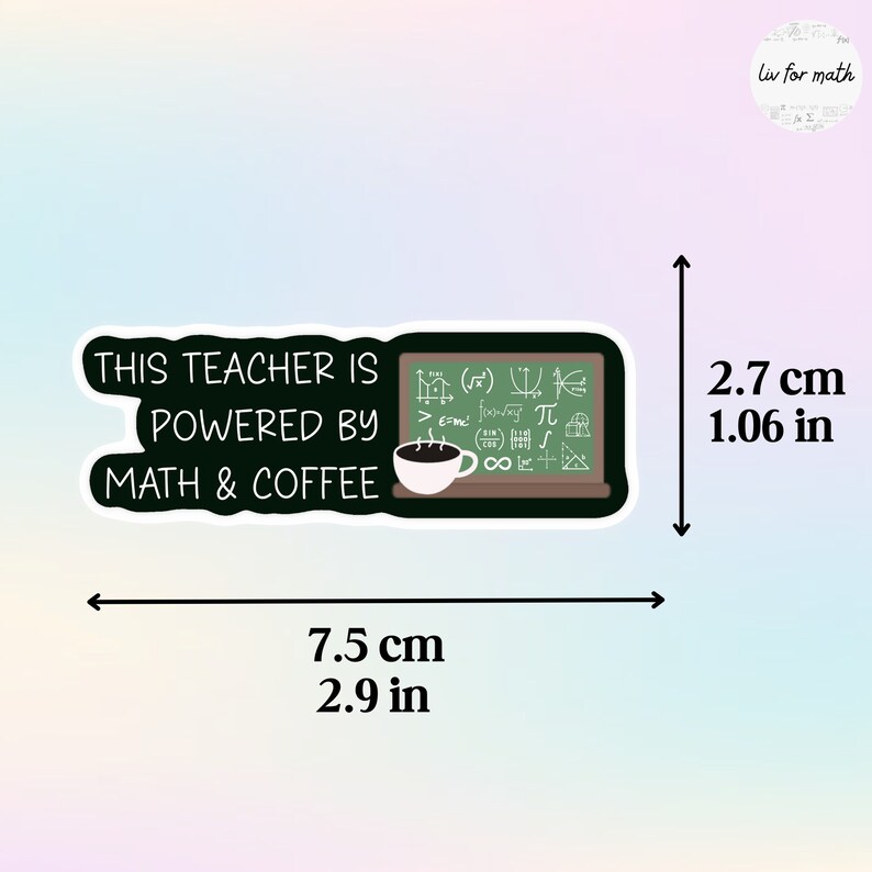 This Teacher is Powered by Math & Coffee Funny Math Teacher Vinyl ...