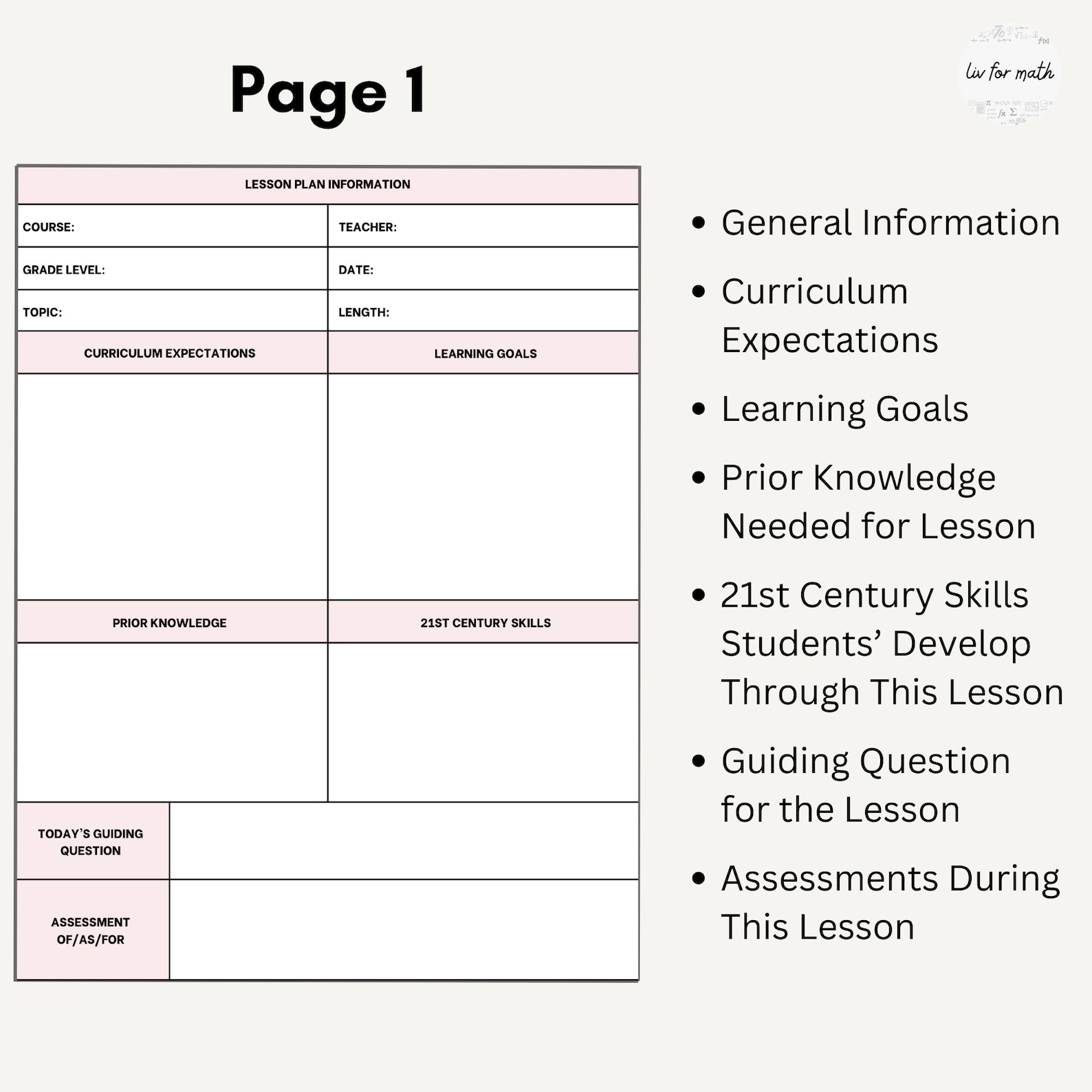 Digital Lesson Plan Template • 2-page MATCH Format • Customizable ...