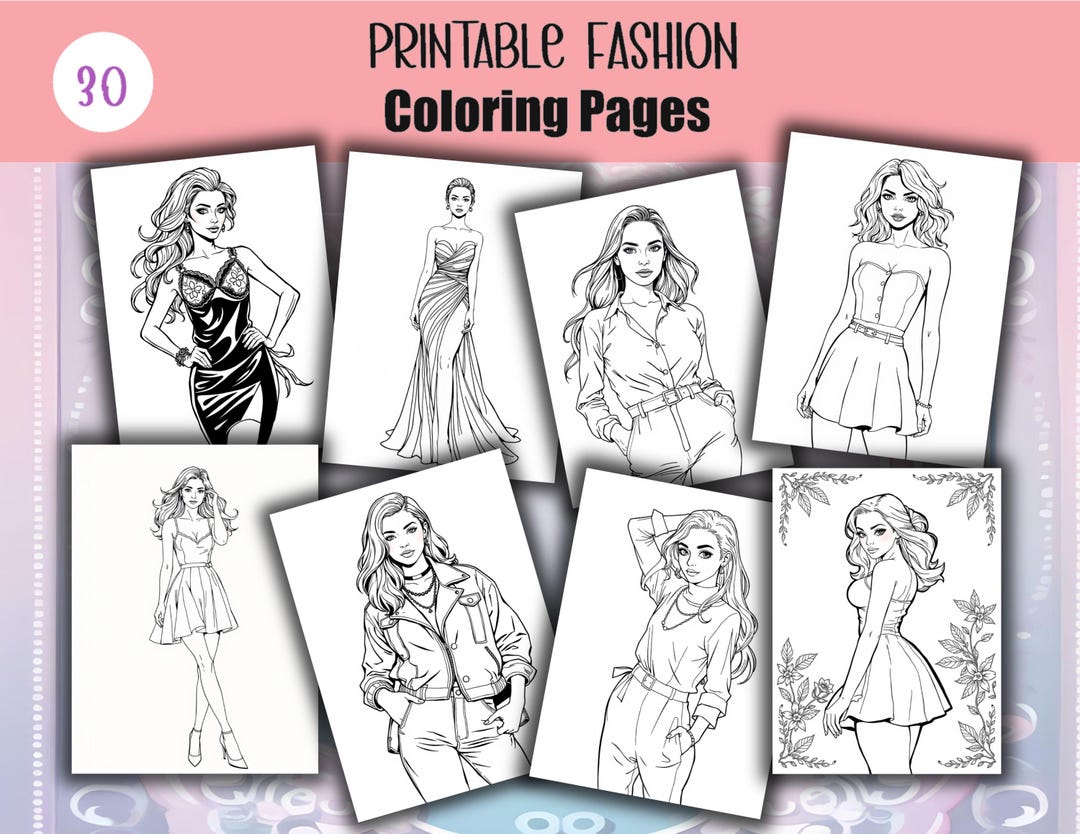 Fashion Coloring Book, Fashion Coloring Pages, Adult Coloring Book ...
