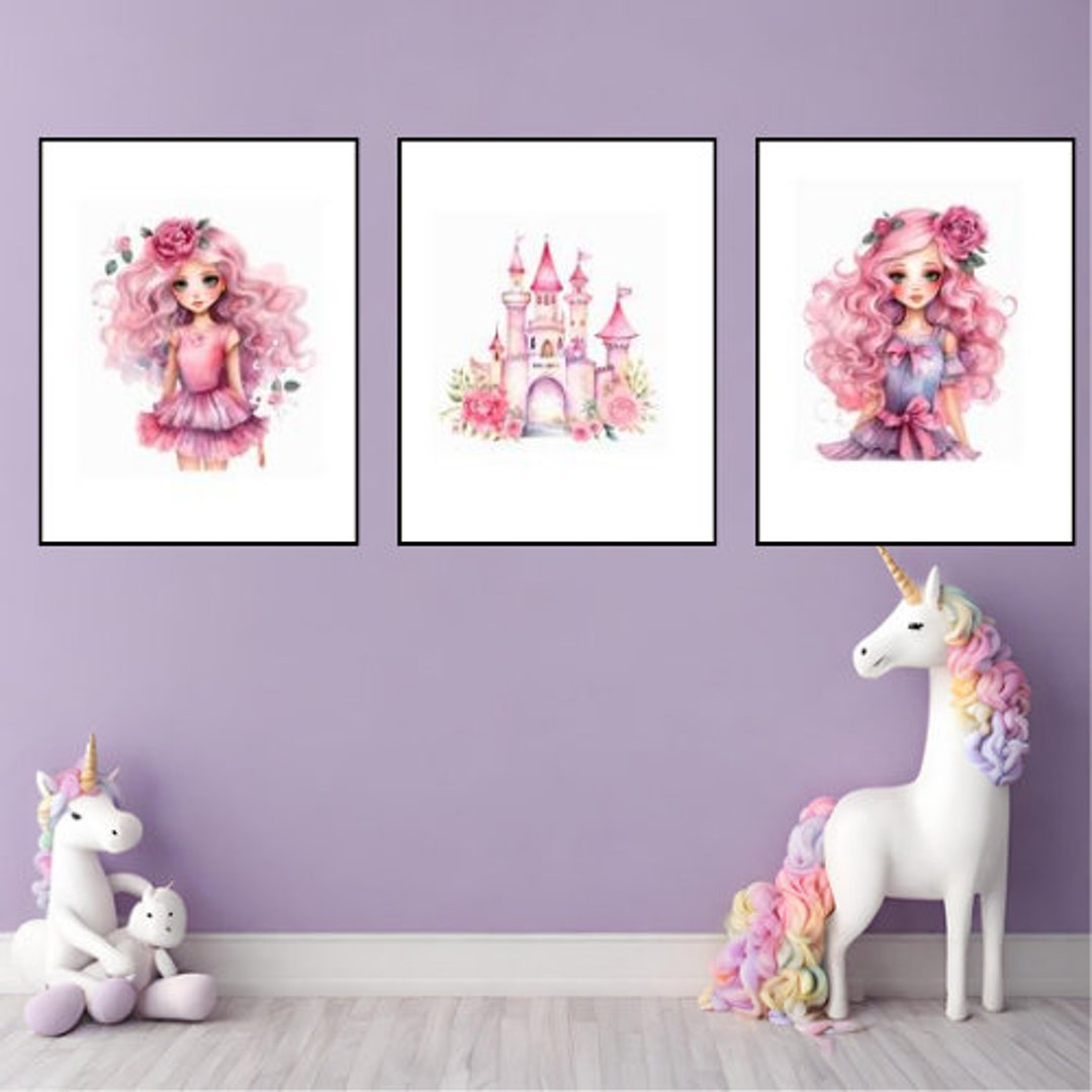 Pink Princess Wall Art Pink Princess Wall Decor Princess Nursery Room ...
