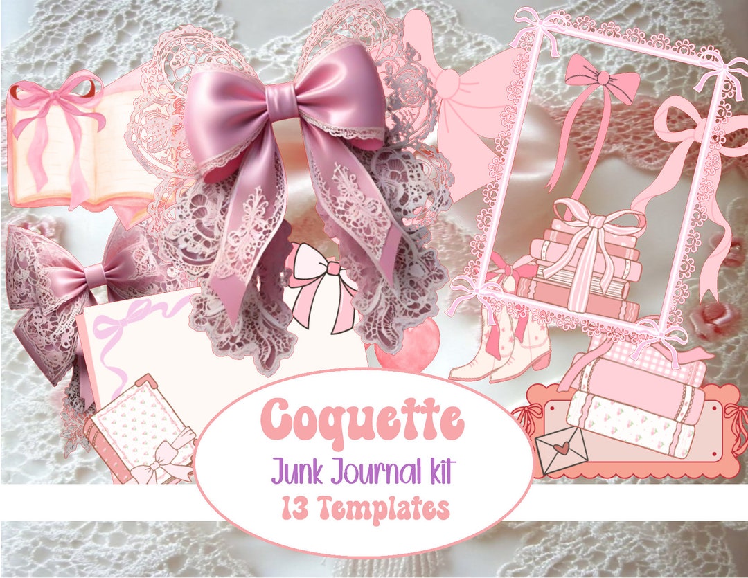 Bow Junk Journal, Bow Papers, Coquette Junk Journal, Coquette Papers ...