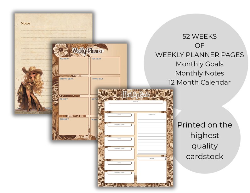 2026 Planner for Women - Cowgirl Weekly Planner - Aesthetic Spiral ...