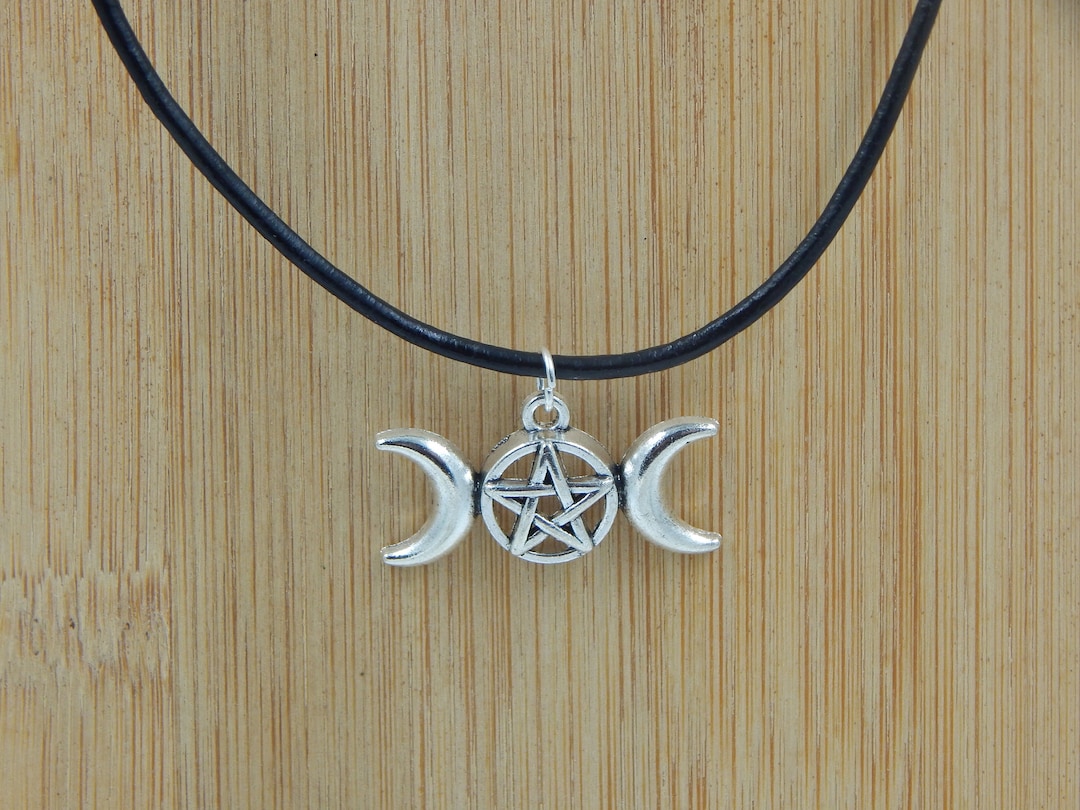 Triple Moon Goddess Necklace, Triple Moon Necklace, Triple Moon Charm ...