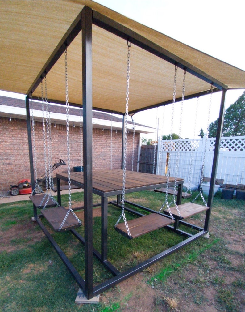 SOLD Outdoor Swing Bench Table - Etsy