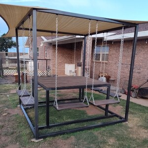 SOLD Outdoor Swing Bench Table - Etsy