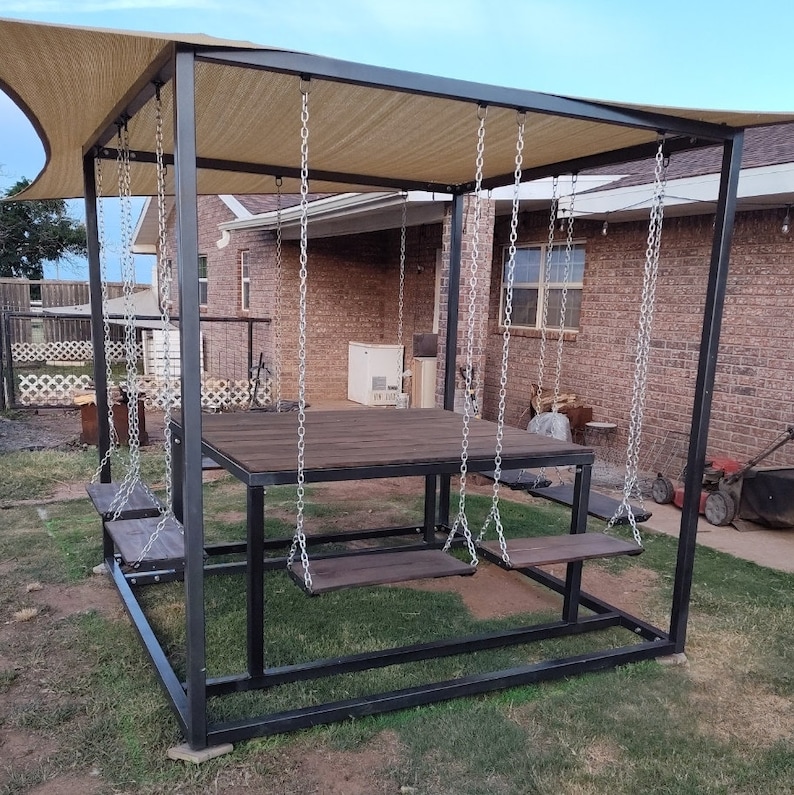 SOLD Outdoor Swing Bench Table - Etsy