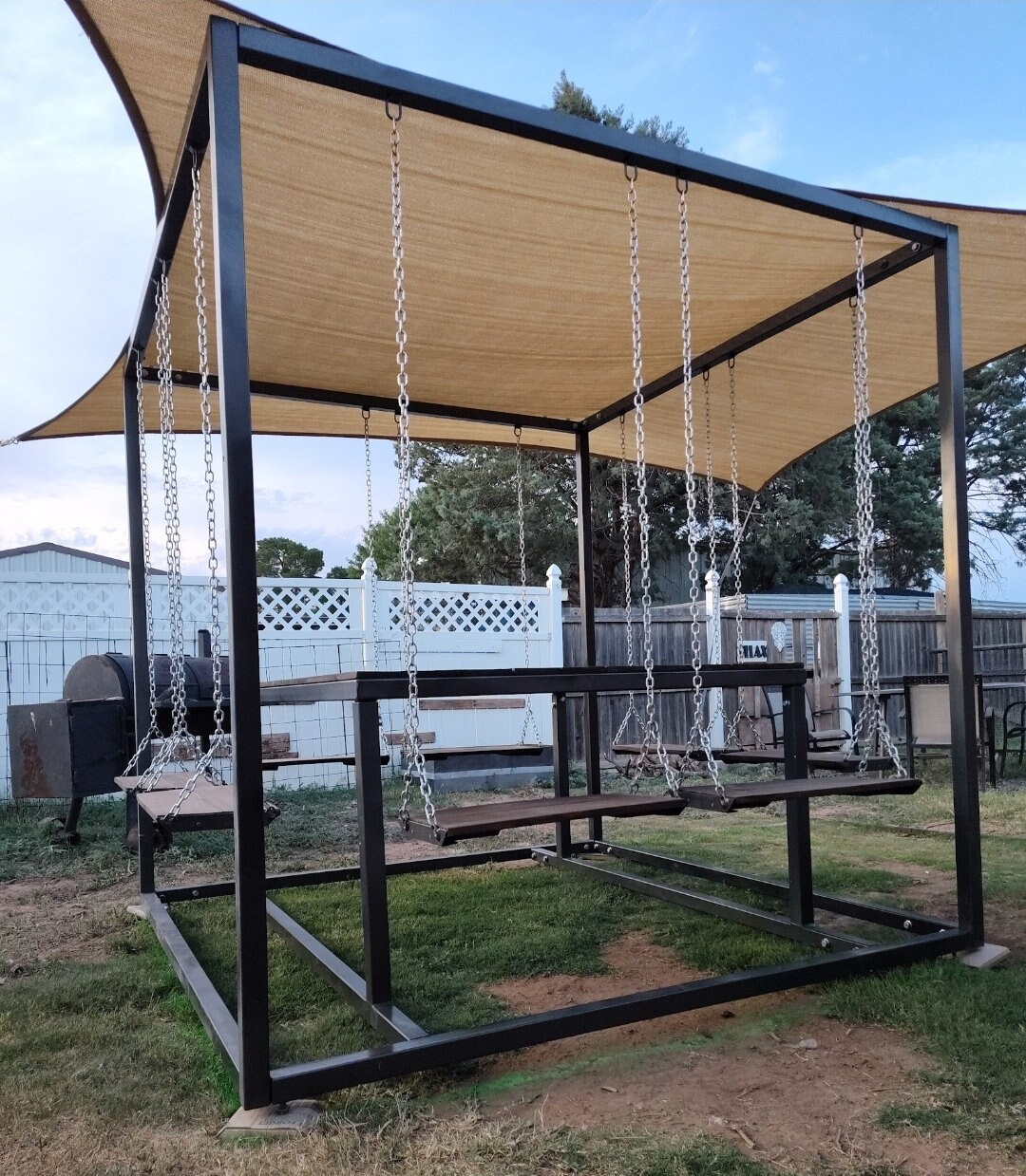 SOLD Outdoor Swing Bench Table - Etsy