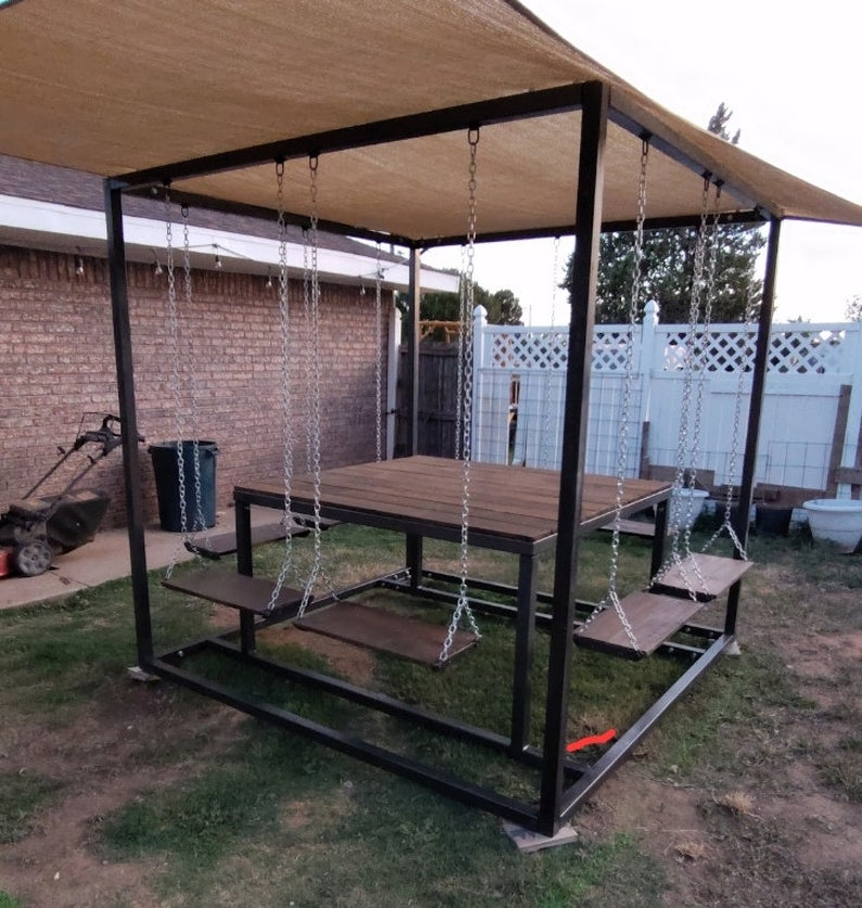 SOLD Outdoor Swing Bench Table - Etsy