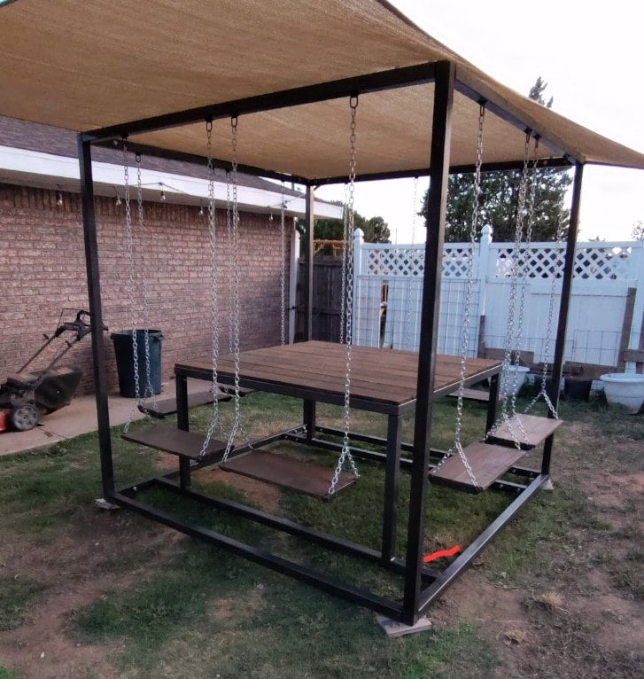 SOLD Outdoor Swing Bench Table - Etsy