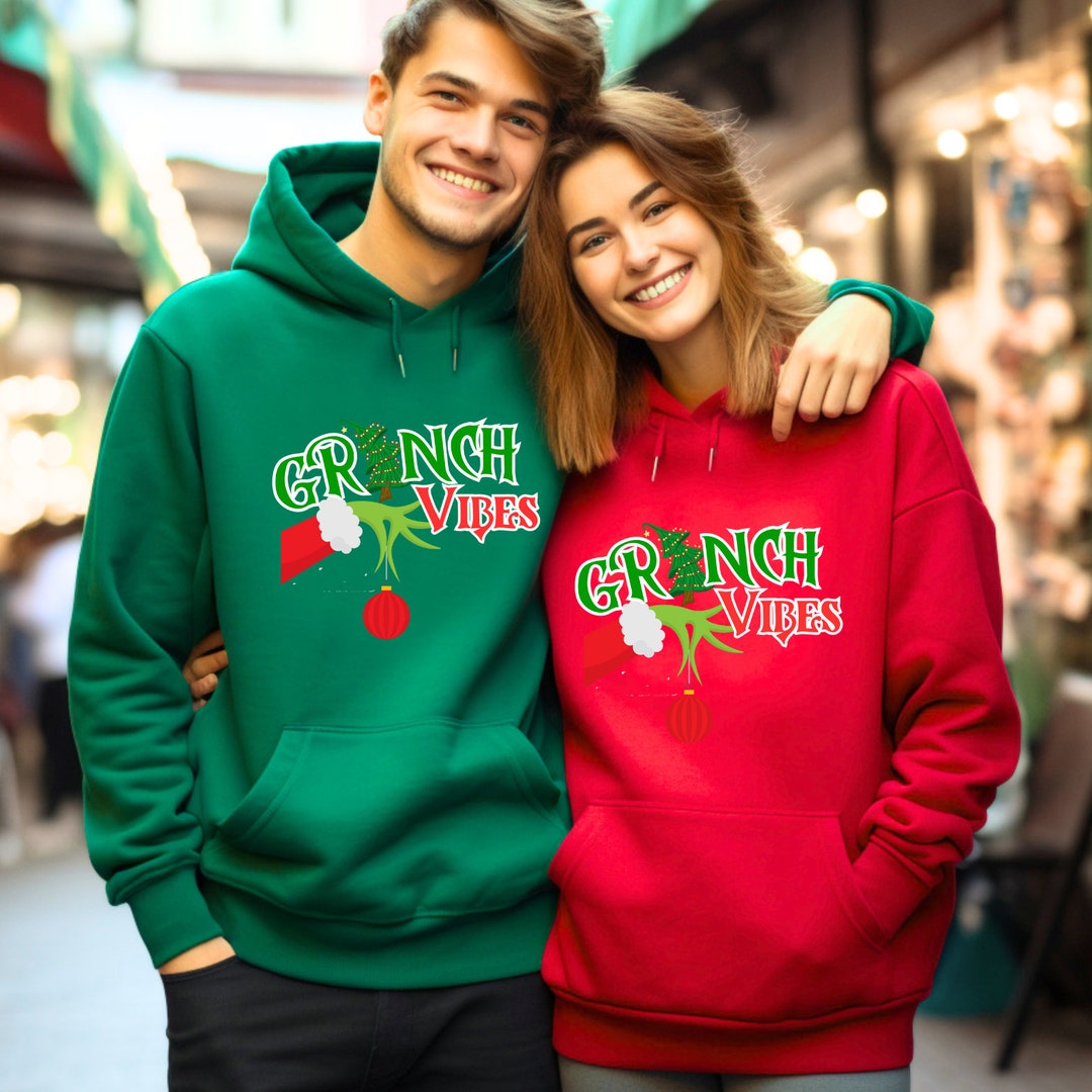 Grinch Vibes Hoodie, Grinch Lover Apparel, Holiday Hoodie, Festive ...