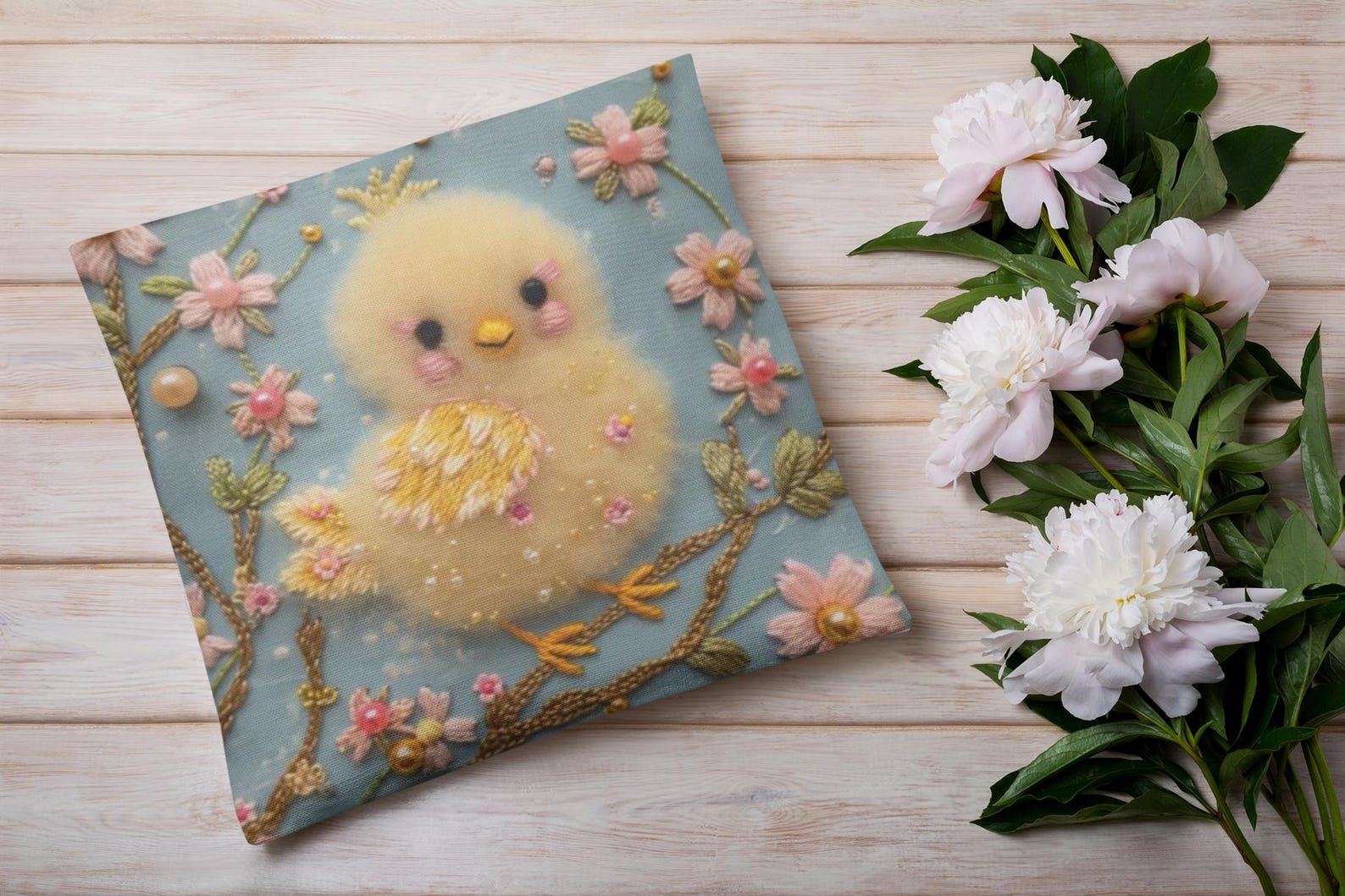 Baby Chick Pillow Cover: Storybook Nursery Decor, (flat Printed ...