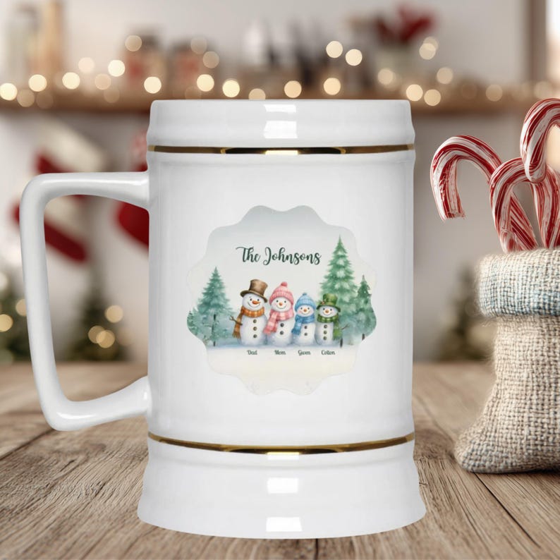 Personalized Family Snowman Beer Stein: Custom Christmas Keepsake ...