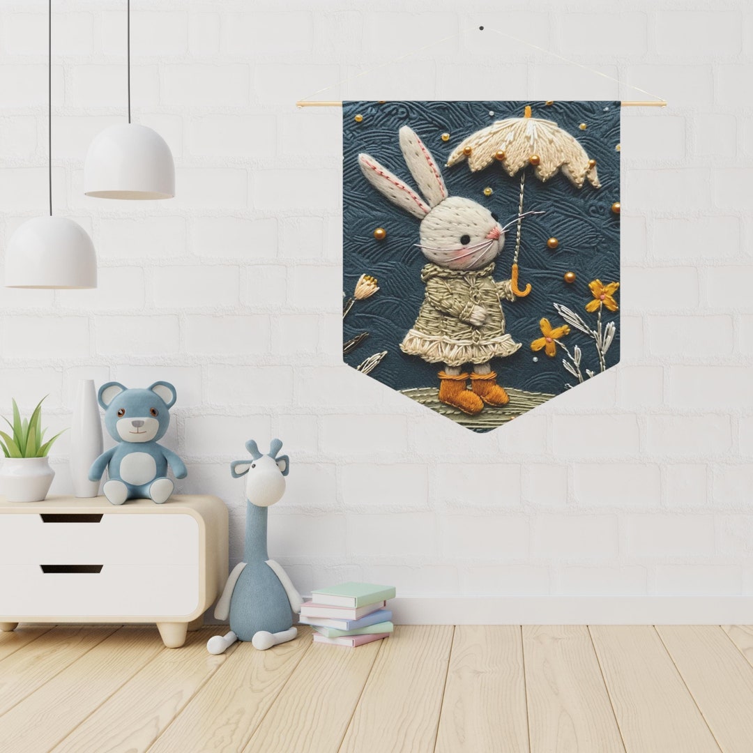 Bunny Pennant Flag - Rabbit Nursery Wall Decor - Baby Shower Gift ...