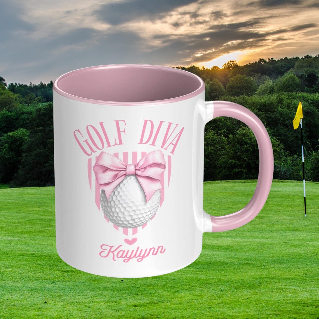Personalized Golf Diva Mug: Custom Name Golf Ball Cup for Her, Golfing ...