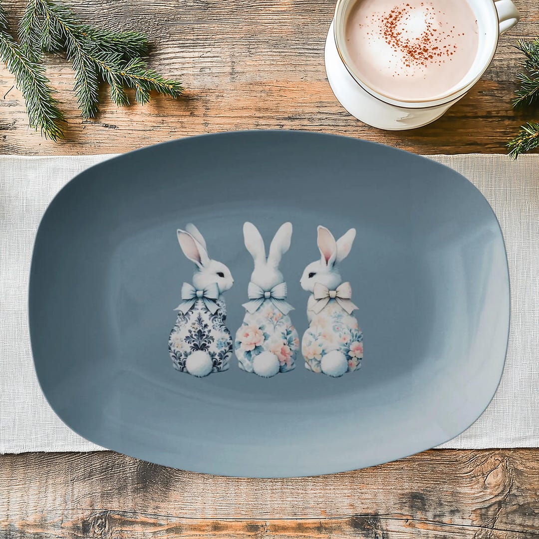Easter Serving Platter 10x14 Unbreakable Tray Spring Tableware Bunny ...