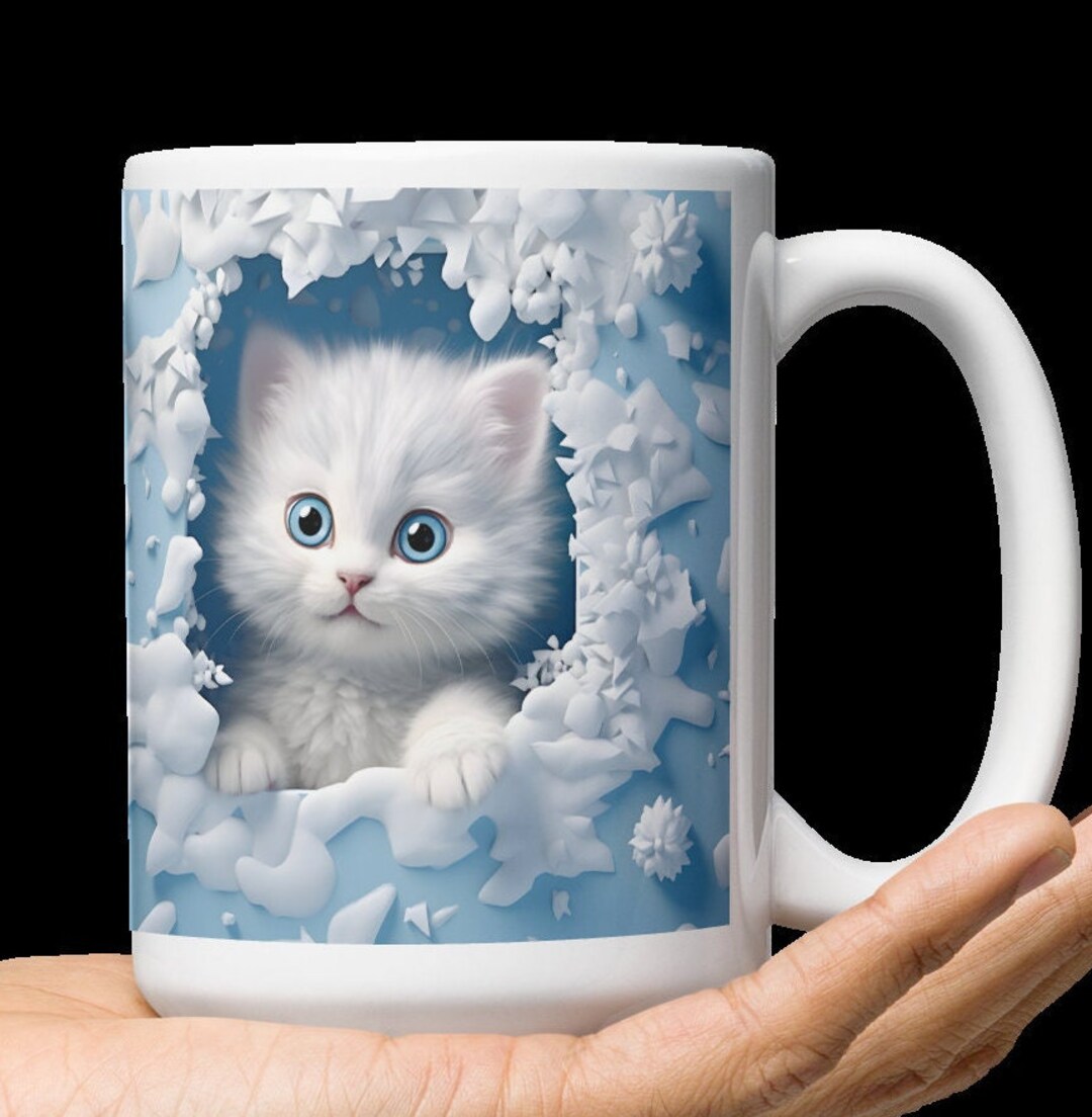 White Kittens Mug 3D Kitten Mugs Cat Mom Gift Coffee Cup Cute Kitty - Etsy