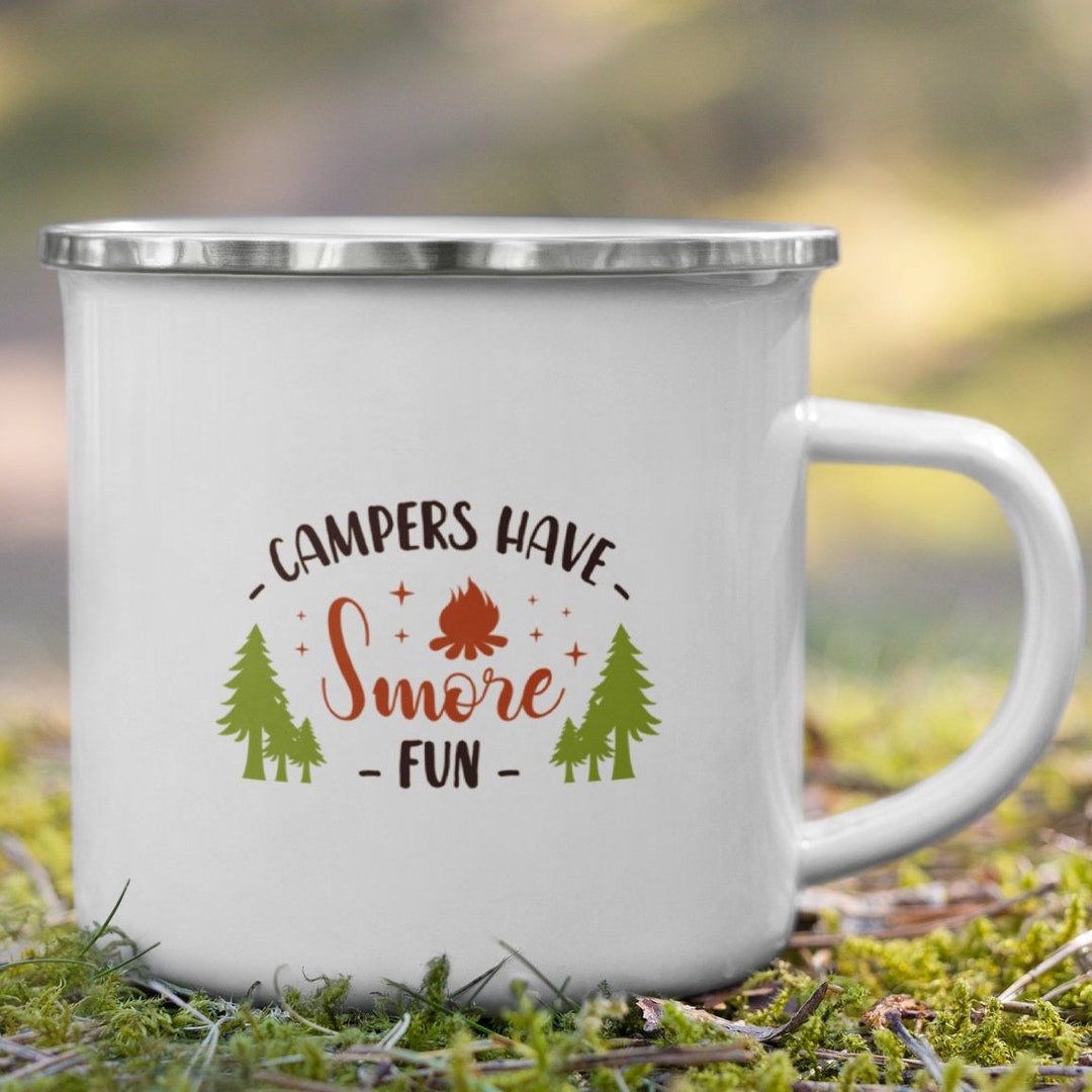 Camping Mug Enamel Coffee Cup Campfire Mugs Outdoor Life Smores Cups ...