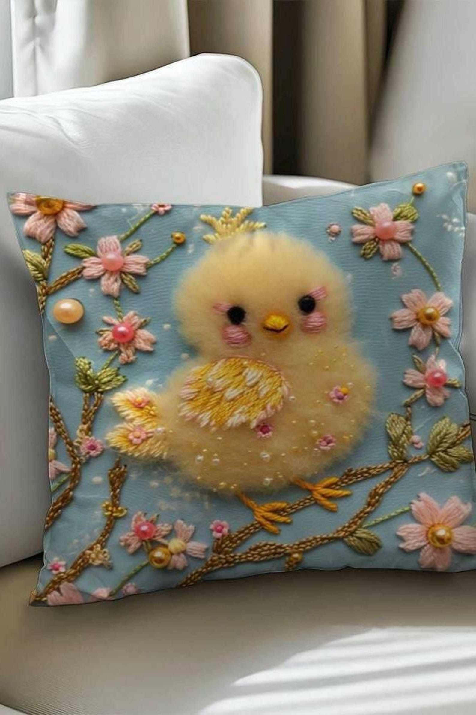 Baby Chick Pillow Cover: Storybook Nursery Decor, (flat Printed ...