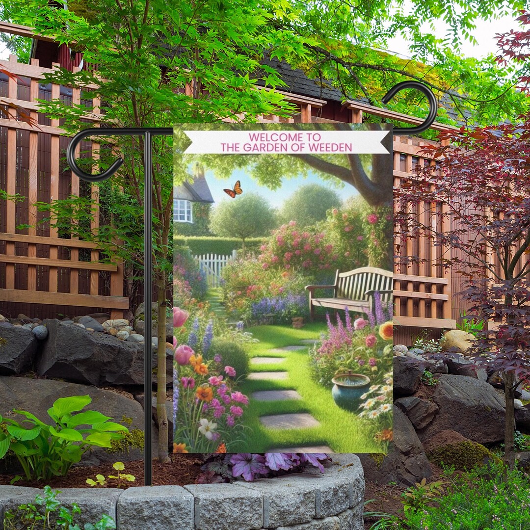 Funny Garden Flag Garden of Weeden Welcome Sign Gardening Humor Yard ...