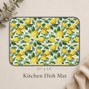 Lemon Dish Drying Mat, Citrus Kitchen Decor, Italian Lemon Pattern ...