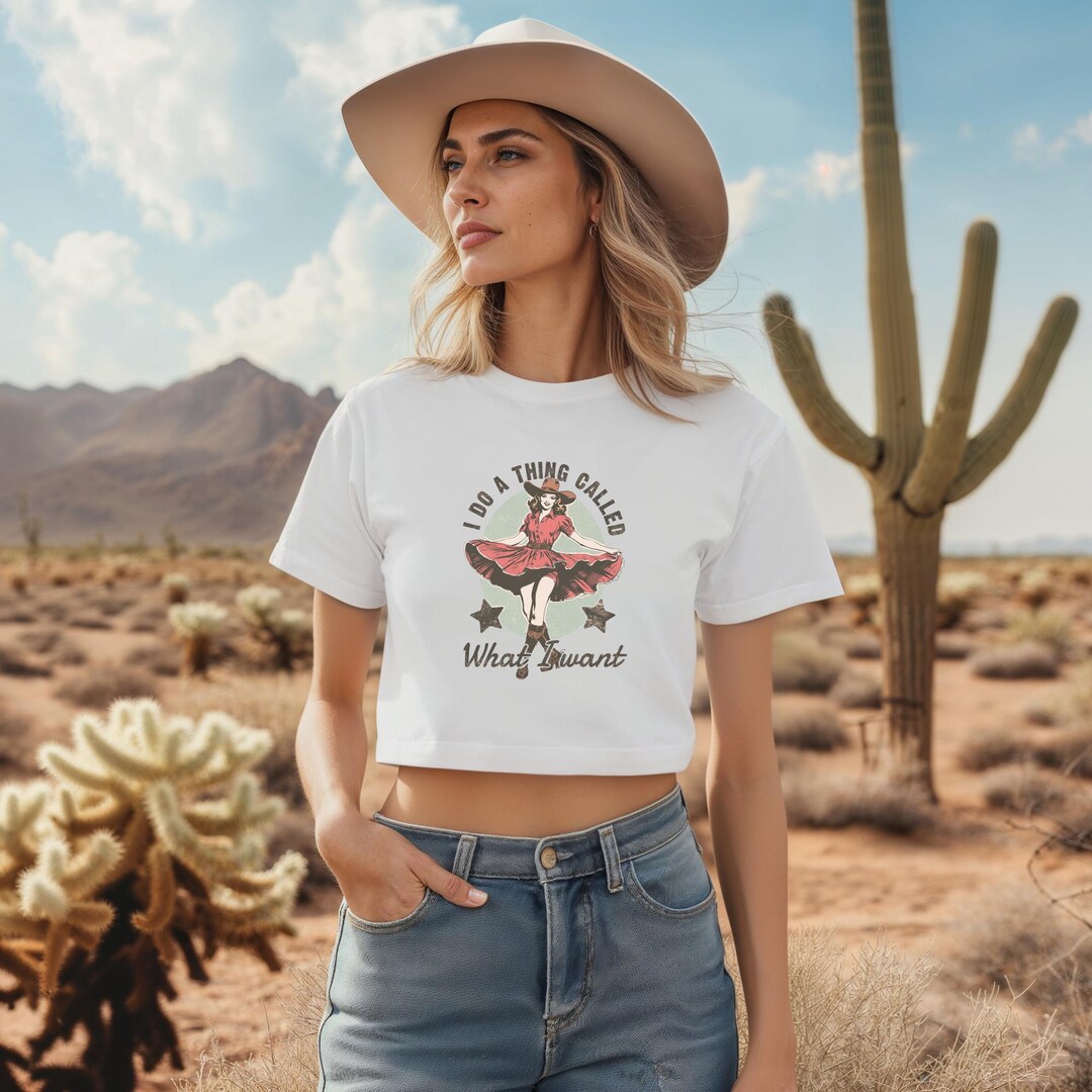 Retro Cowgirl Crop Top: Sassy Western Graphic Tee - Etsy