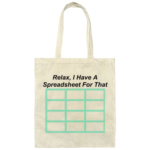 Spreadsheet Tote Bag - Etsy