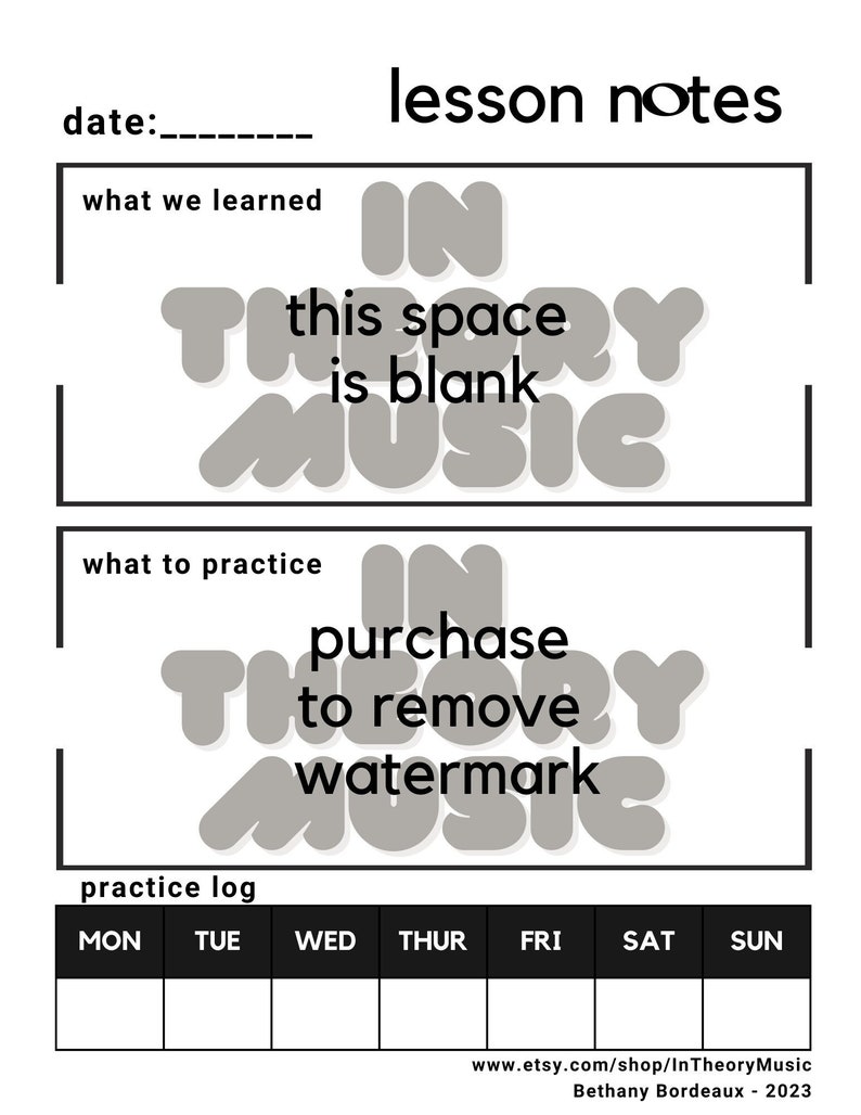 Music Lesson Parent Note-taking Sheet - Etsy