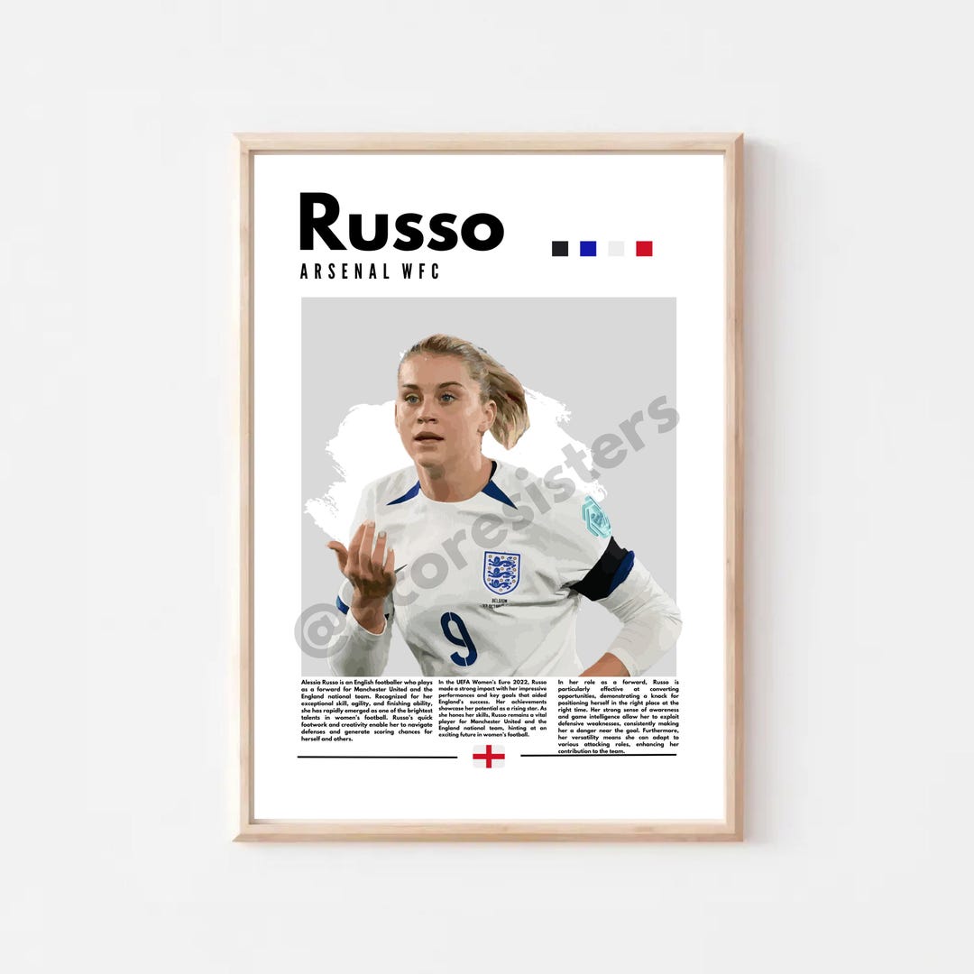 Alessia Russo Poster, Lionesses Football Print, Football Gifts ...