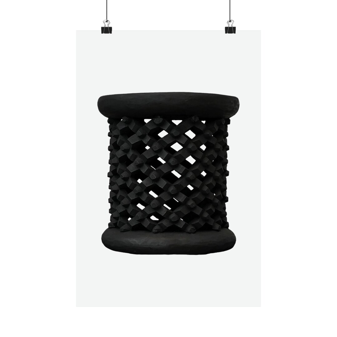 African Matte Poster: White Bamileke Stool Design, Wall Art - Etsy