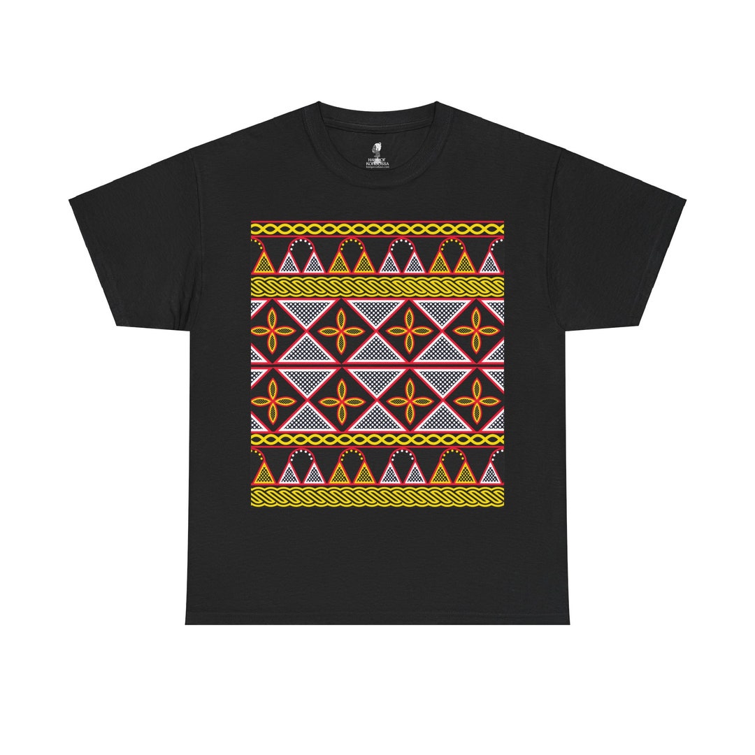 Yellow Toghu With Toghu Shapes on Red Ndop Back Design African Unisex ...