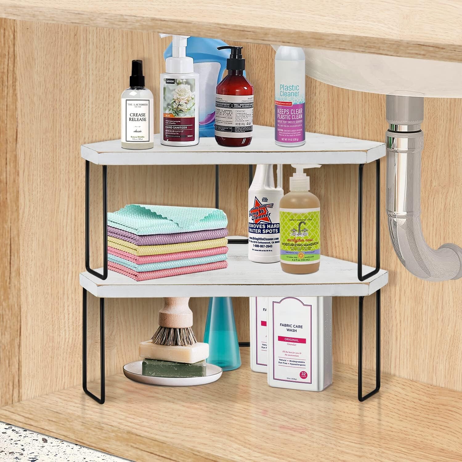 2-pack Wood Stackable Countertop Organizers / Corner Shelves / Tray ...